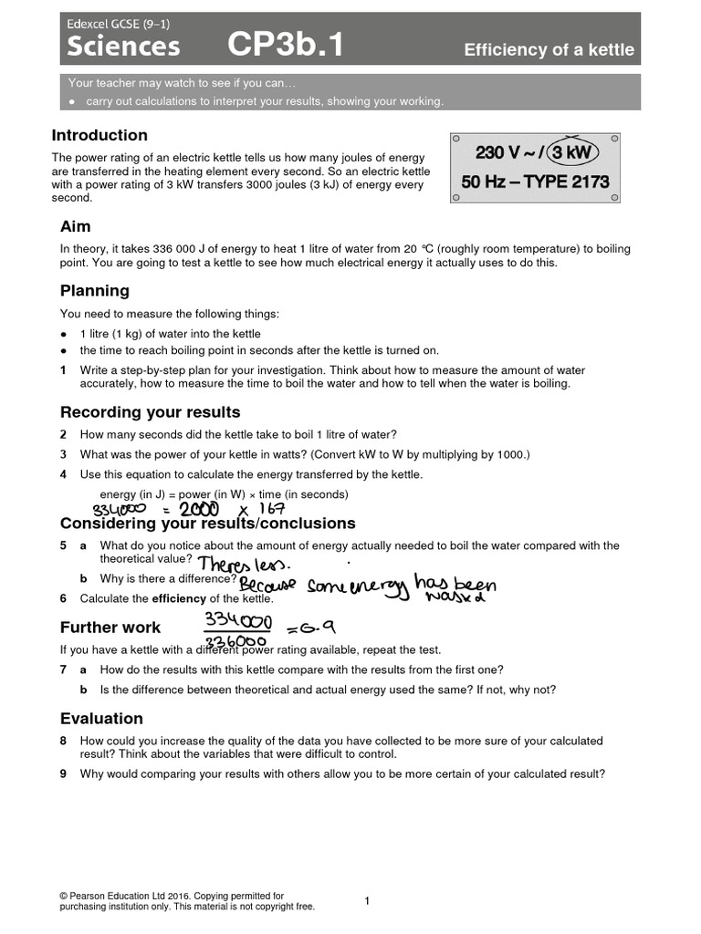 CP3b Worksheets | PDF | Electric Heating | Water Heating