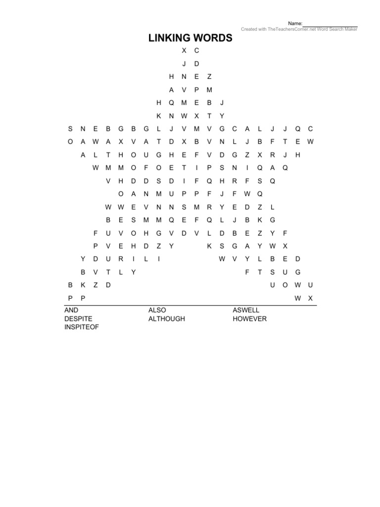 Wordsearch - LINKING WORDS | PDF