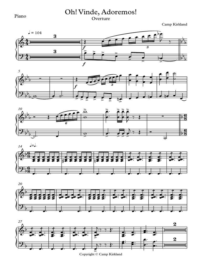 Overture (Oh! Vinde, Adoremos!) - Parts | PDF