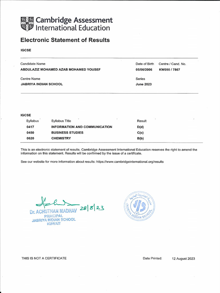 Abdul Aziz Igcse Reports Pdf