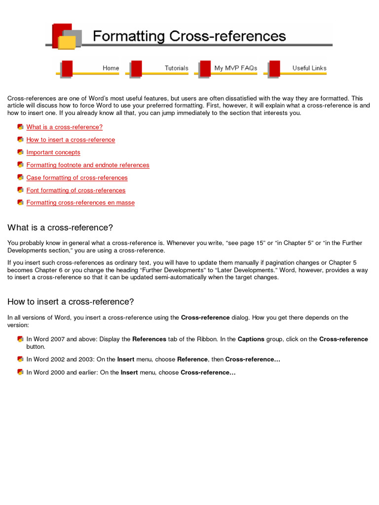Formatting Cross-References | PDF