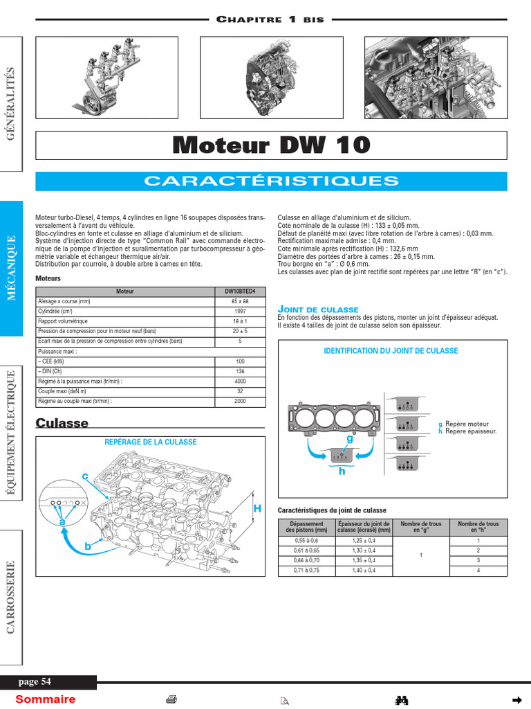 Moteur DW 10: Caractéristiques | PDF