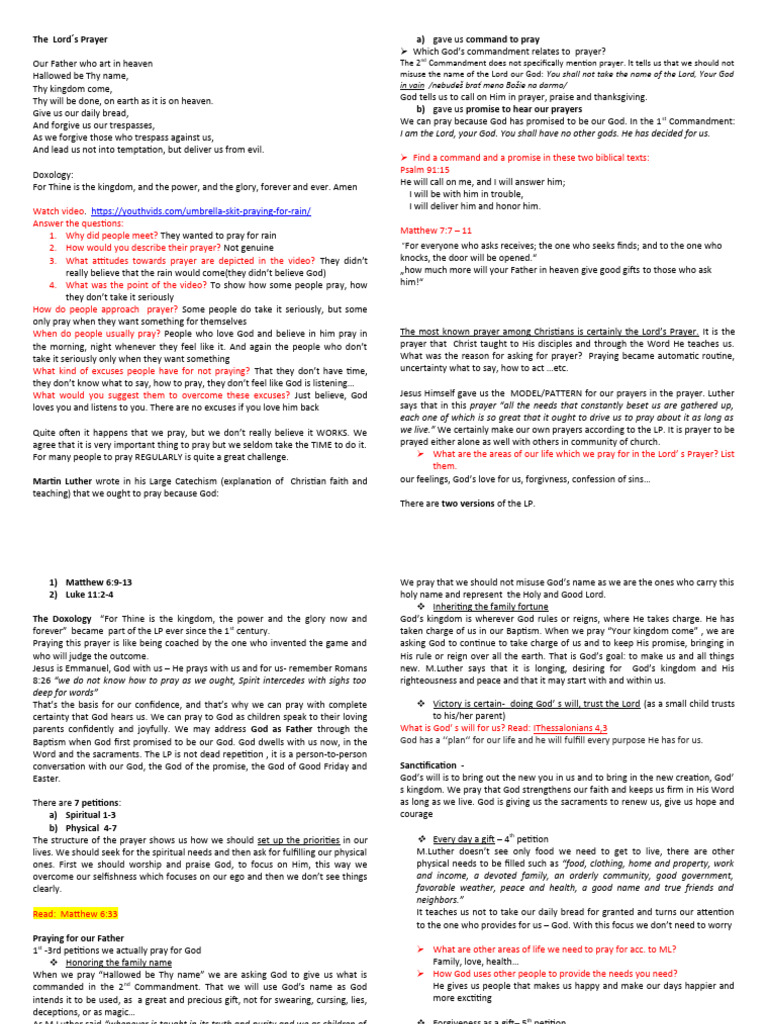 The Lord's Prayer | PDF | Lord's Prayer | Prayer