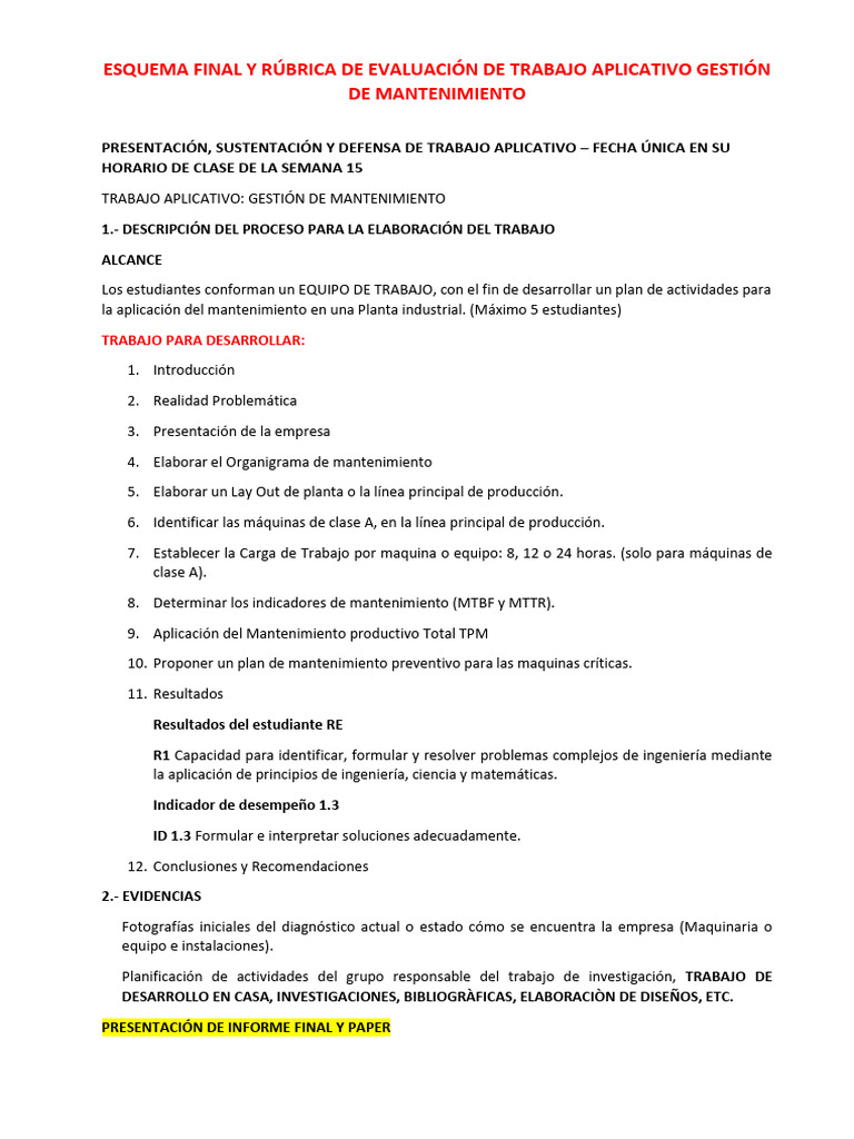 Esquema Final y Rúbrica de Evaluación Del Trabajo Aplicativo - Gesma ...