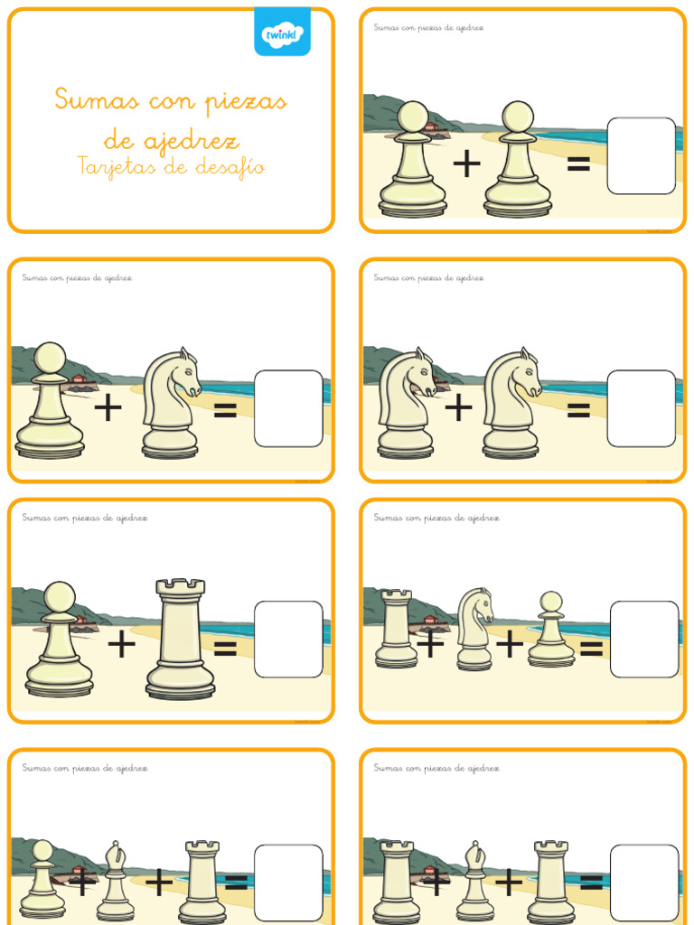 Es N 1652170917 Tarjetas de Desafio Sumas Con Piezas de Ajedrez Ver 1 | PDF