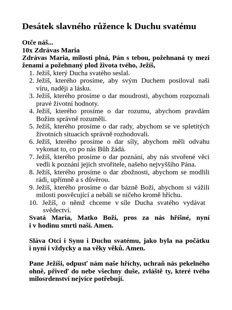 Desátek K Duchu Svatému | PDF