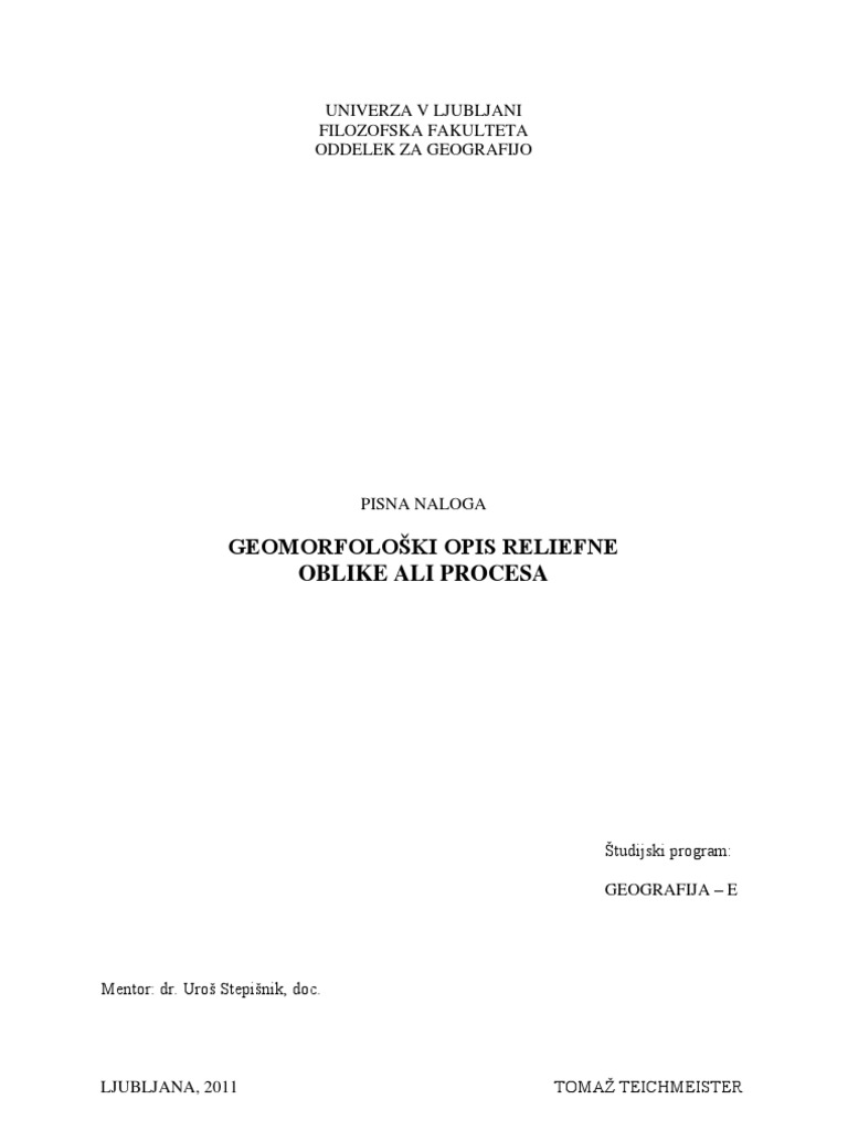 Geomorfološki Opis Reliefne Oblike Ali Procesa | PDF