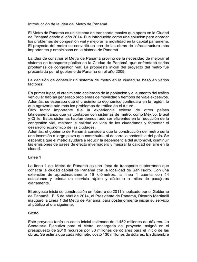 Metro de Panamá | PDF