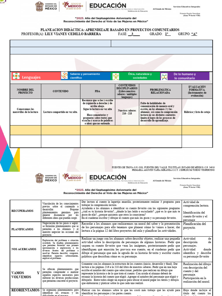 FORMATO DE PLANEACIÒN Por Proyectos NEM | PDF