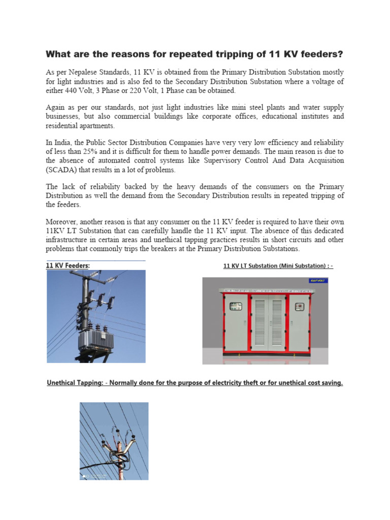What Are The Reasons For Repeated Tripping of 11 KV Feeders | PDF
