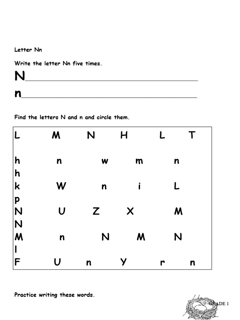 Grade 1 - Letter NN | PDF
