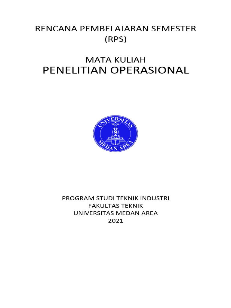 Penelitian Operasional: Rencana Pembelajaran Semester (RPS) Mata Kuliah | PDF