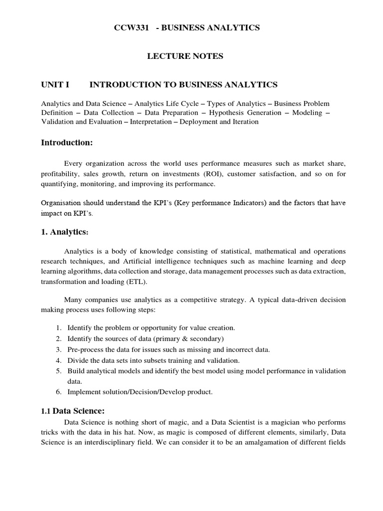 Business Analytics Overview and Techniques | PDF | Analytics | Hypothesis