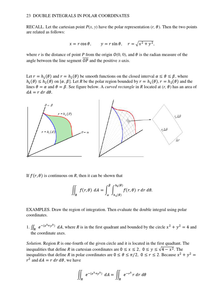 23 Double Integrals in Polar Coordinates | PDF