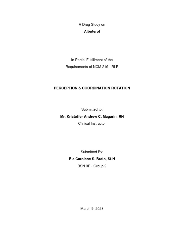 DRUG STUDY - ALBUTEROL | PDF