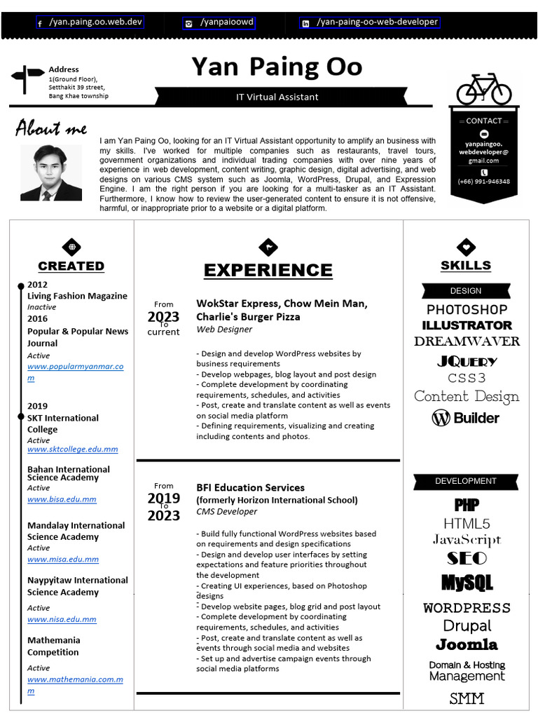 Yan Paing Oo: About Me | PDF