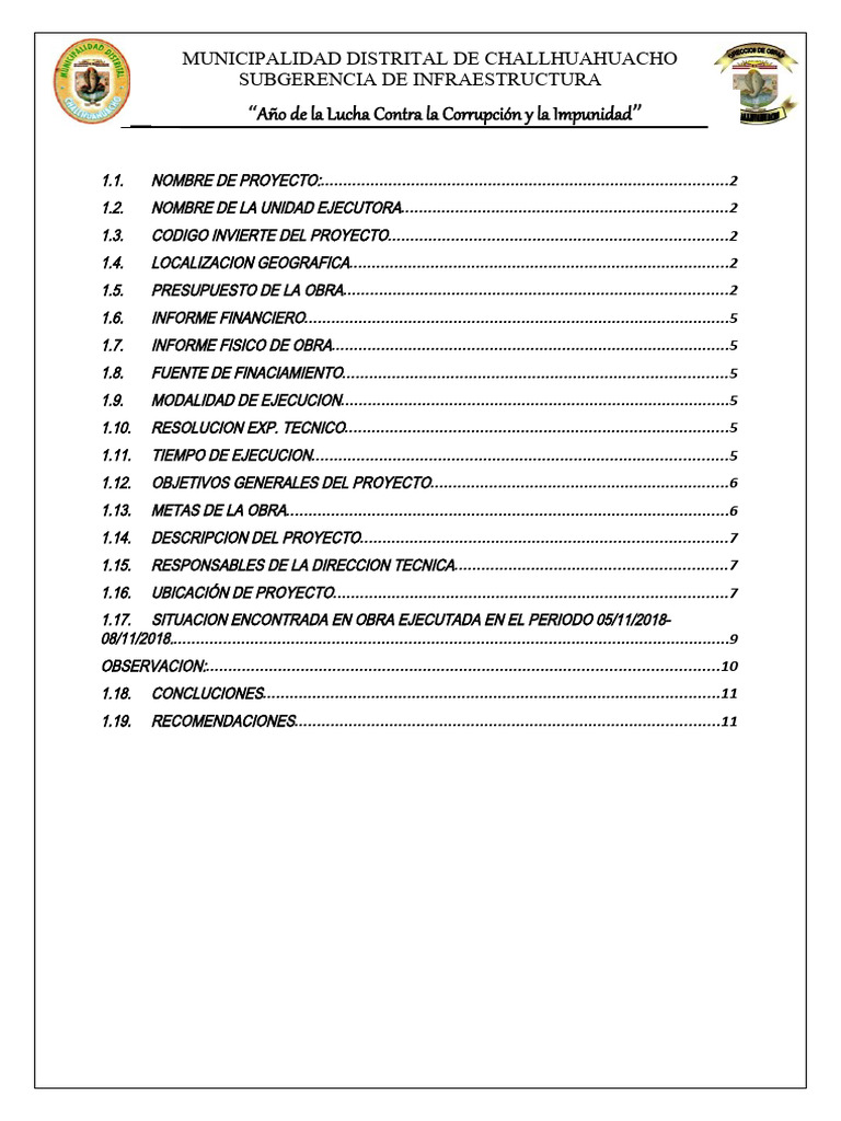Informe Final de Obra | PDF