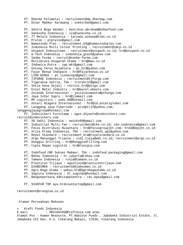 Company Recruitment Email Directory | PDF | Career & Growth | Business