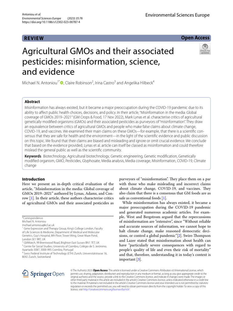 Agricultural Gmos And Their Associated Pdf