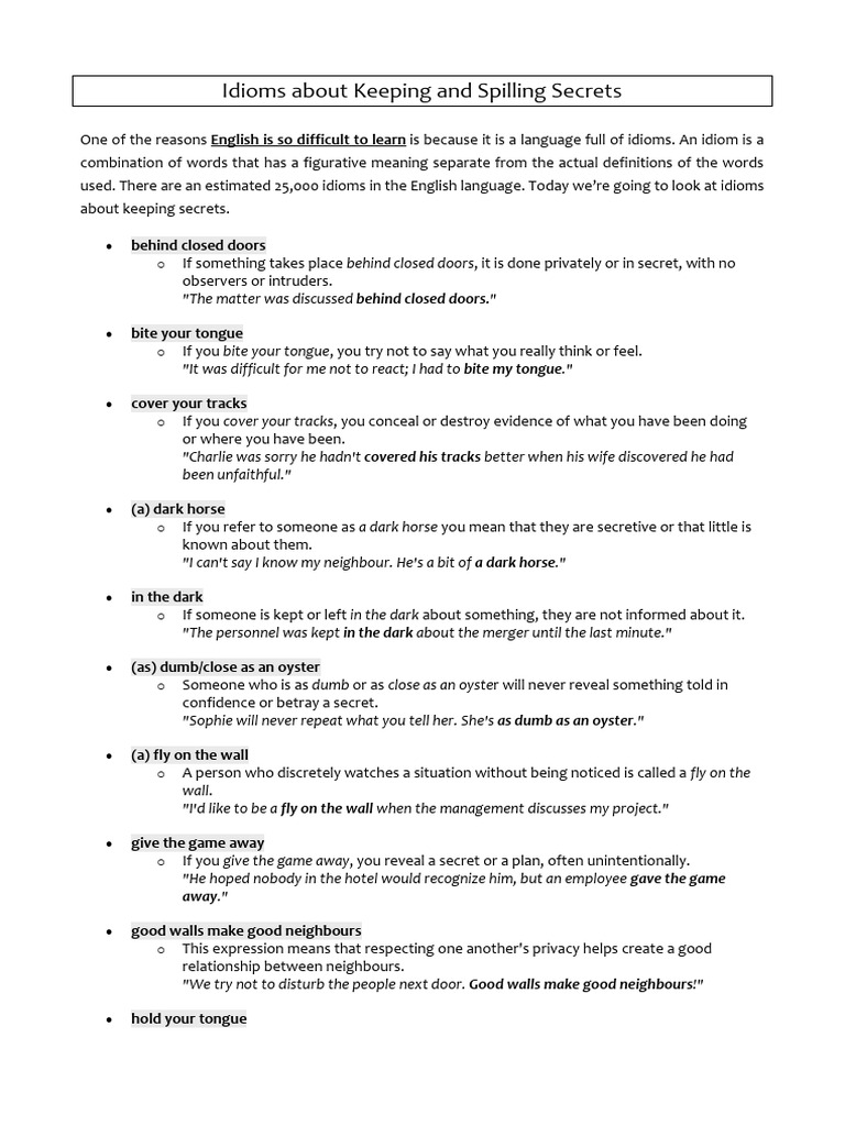 Secrets (IDIOMS) | PDF