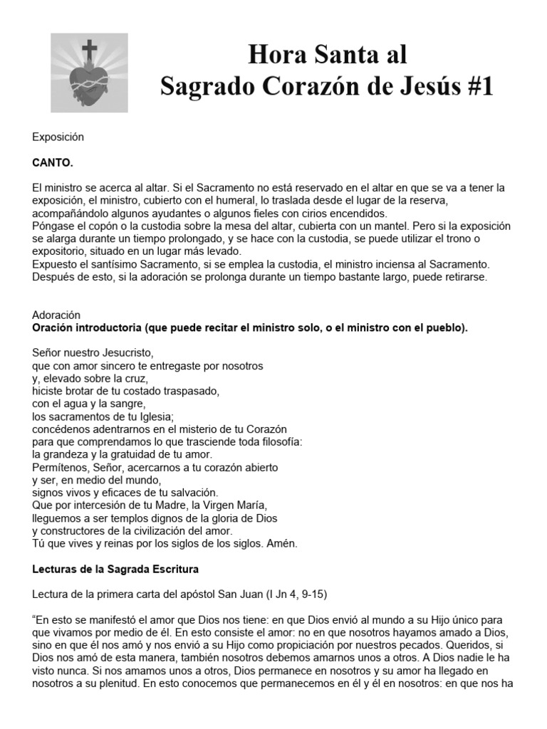 Hora Santa Sagrado Corazón de Jesús 1 | PDF | Religión y espiritualidad