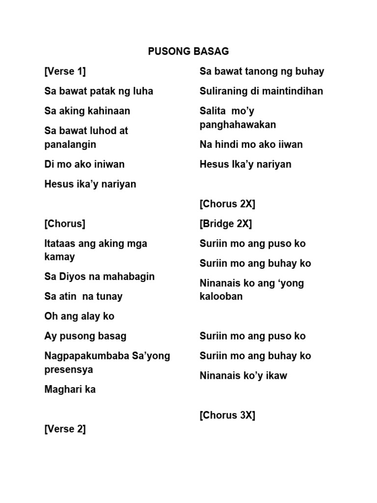 Christian Songs Tagalog Lyrics | PDF