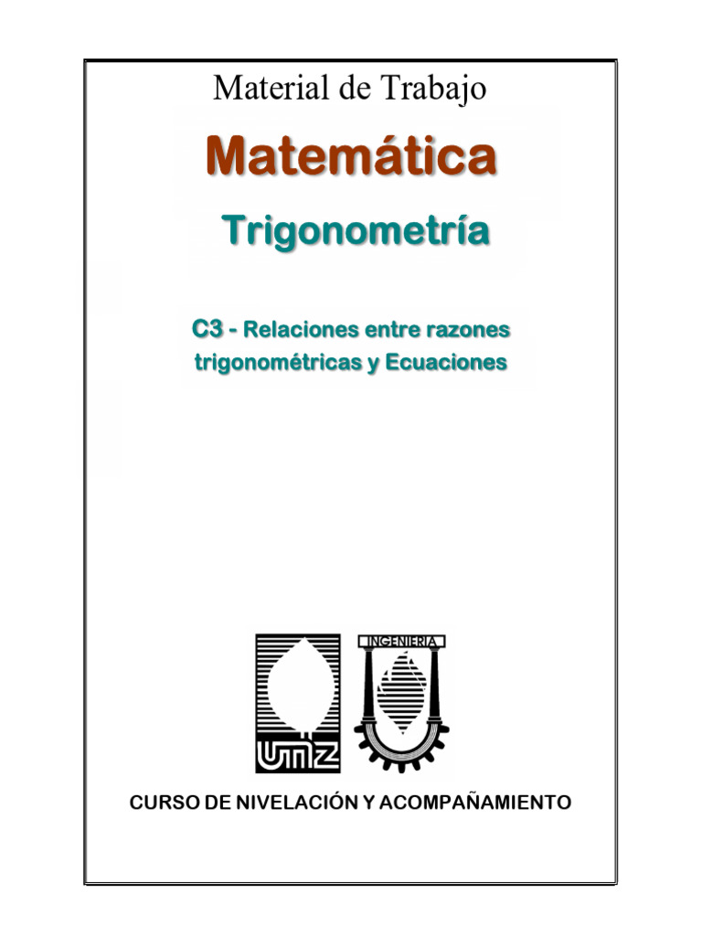 2 RELACIONES TRIGONOMETRICAS C3 Curso de Nivelacion 2023 | PDF