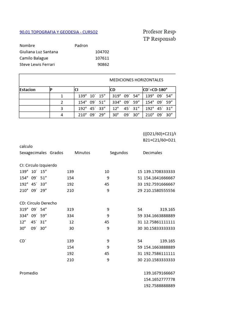 TP - Mediciones Horizontales | PDF