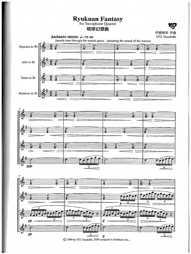 Saxophone Quartet - Ryukuan Fantasy - Yasuhide | PDF