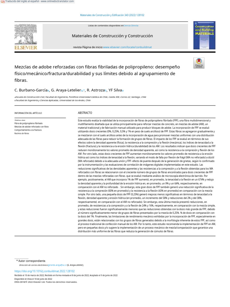 Mezclas de Adobe Reforzadas Con Fibras Fibriladas de Polipropileno ...