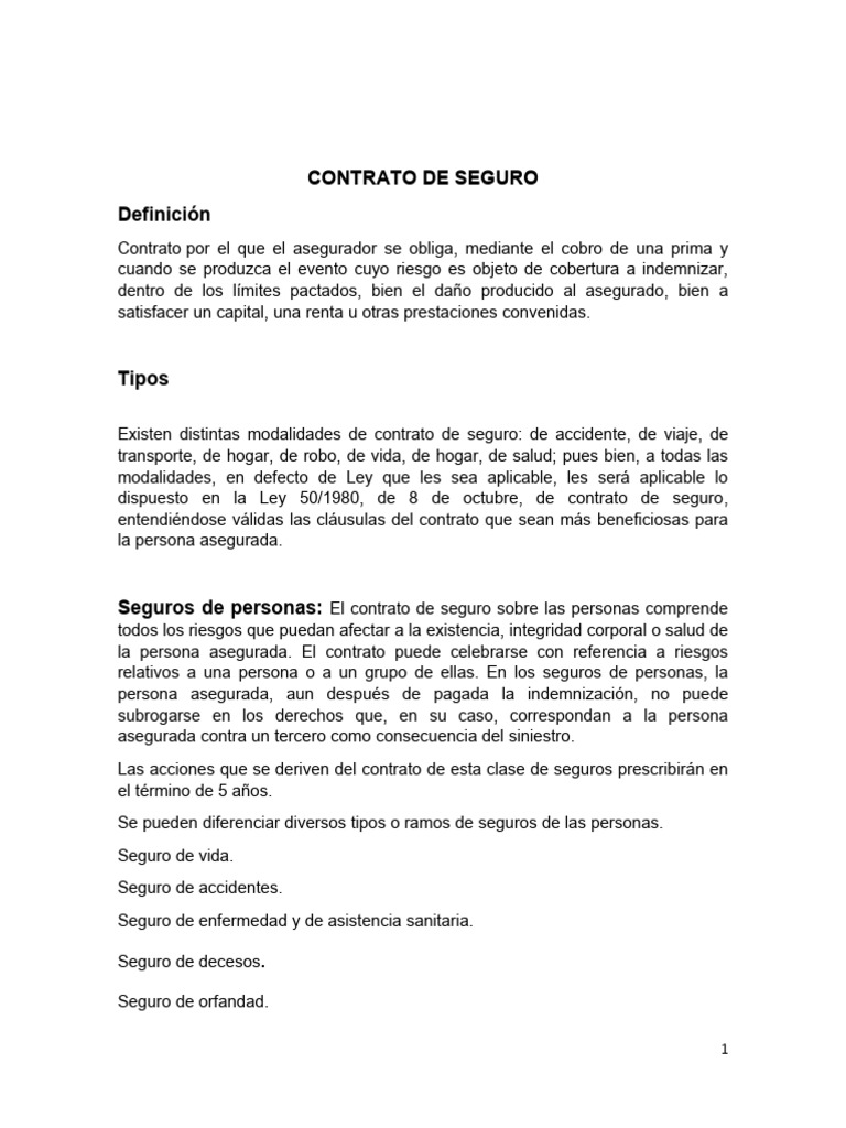 Contratos de Seguros | PDF