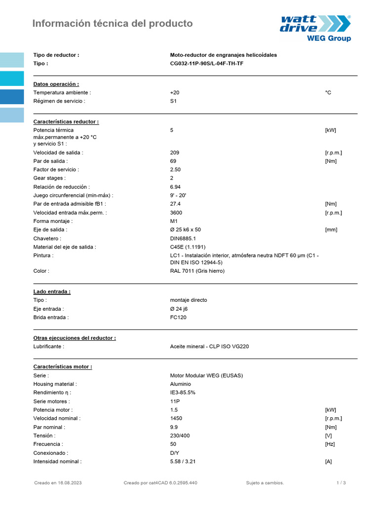 Watt Drive Datasheet CG032-11P-90S L-04F-TH-TF 4 | PDF