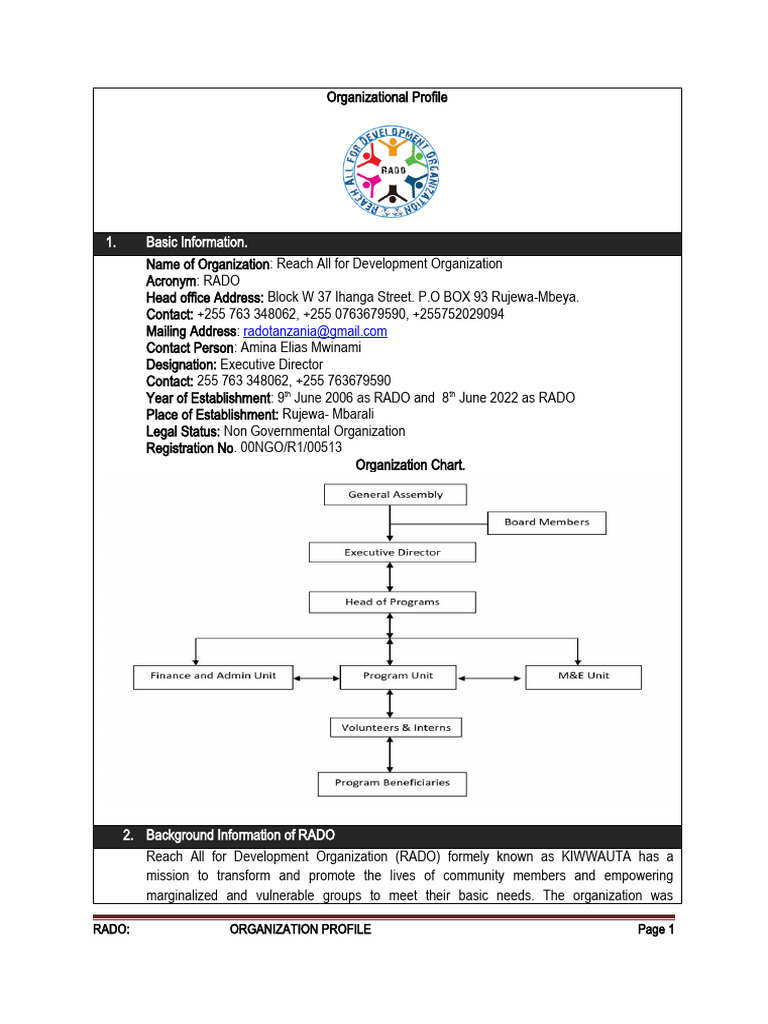 RADO Organizational Profile 2023 | PDF | Sustainability | Policy