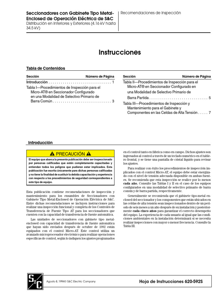 Seccionadores Con Gabinete Metal-Enclosed-Recomendaciones - de - Inspección-Hoja de ...