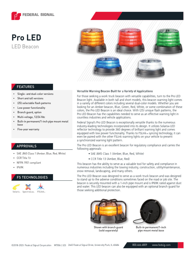 M7006 Pro LED Beacon Data Sheet | PDF