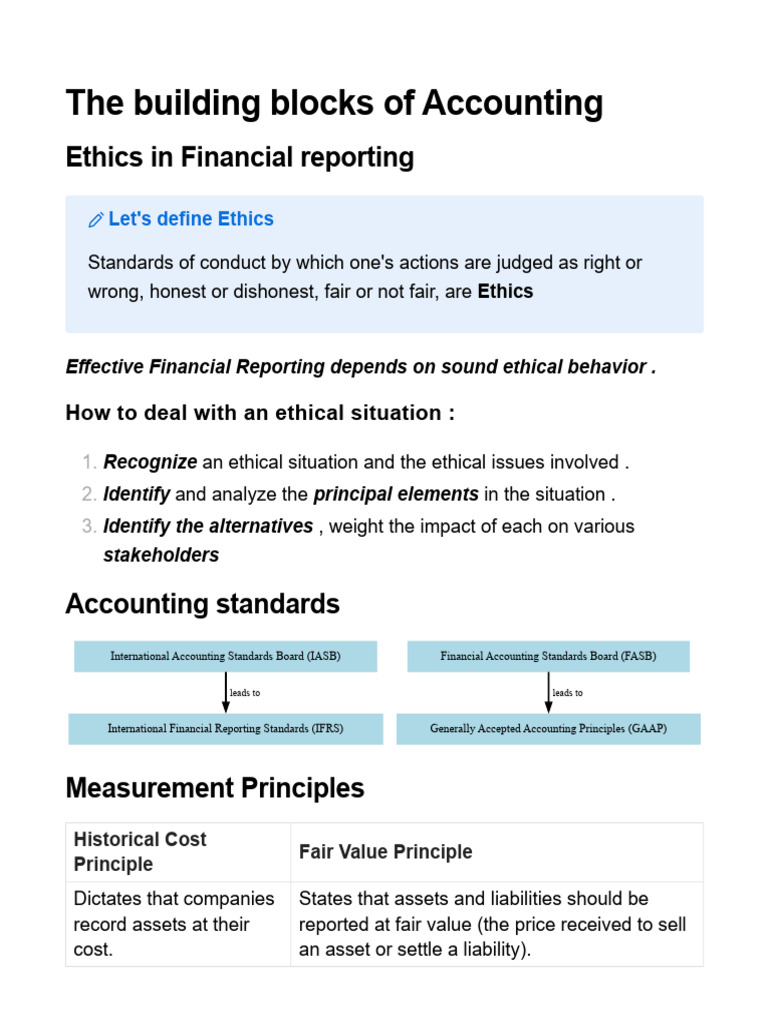 The building blocks of Accounting | PDF | Fair Value | International ...
