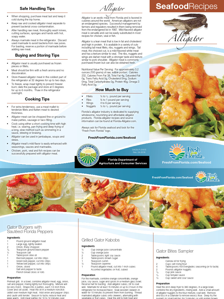 Alligator Meat Handling and Cooking Guide | PDF | Meat | Fat