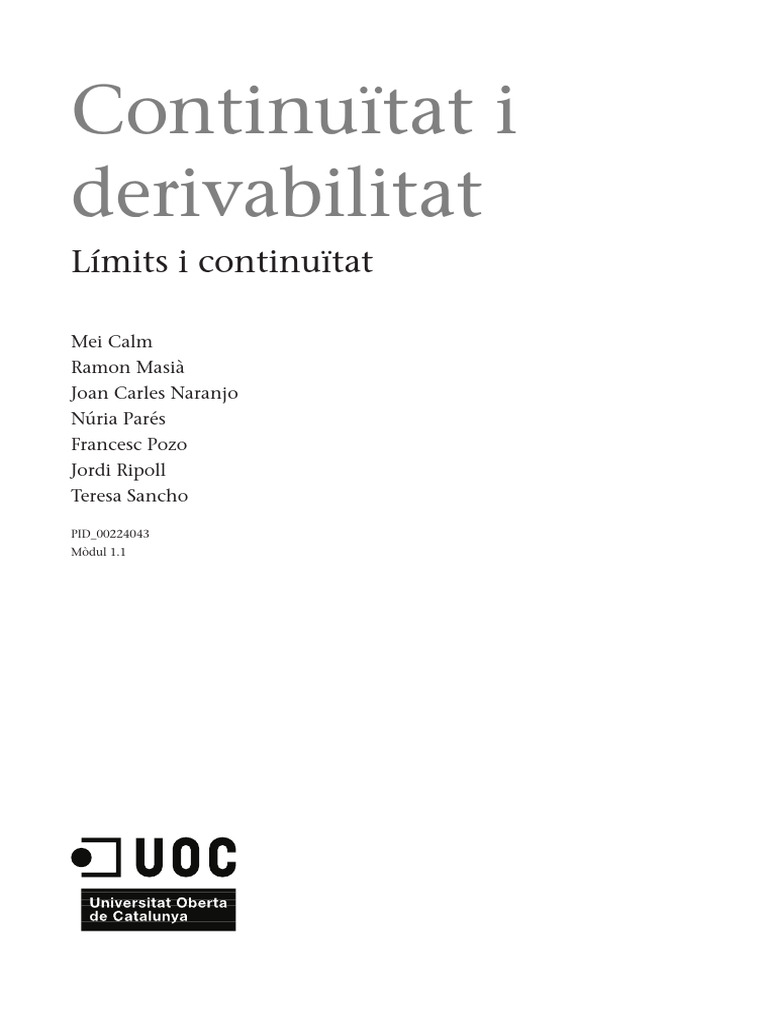 01.1 Continuïtat I Derivabilitat | PDF
