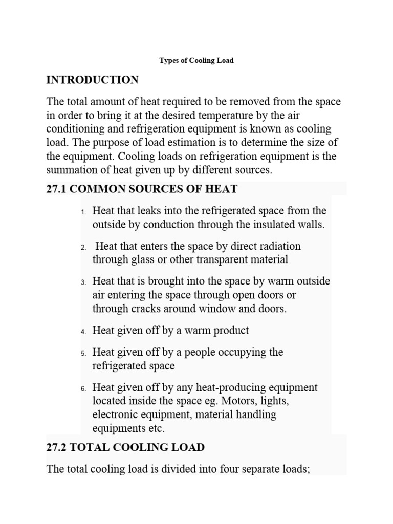 Refrigeration Load | PDF