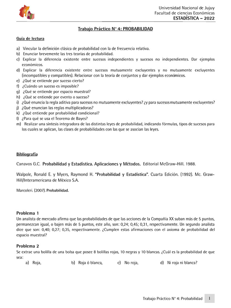 TP 4. Probabilidad 2022 Problemas Sin Resolver | PDF