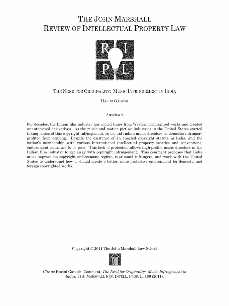 India Music Copyright Issues | PDF | Business | Law