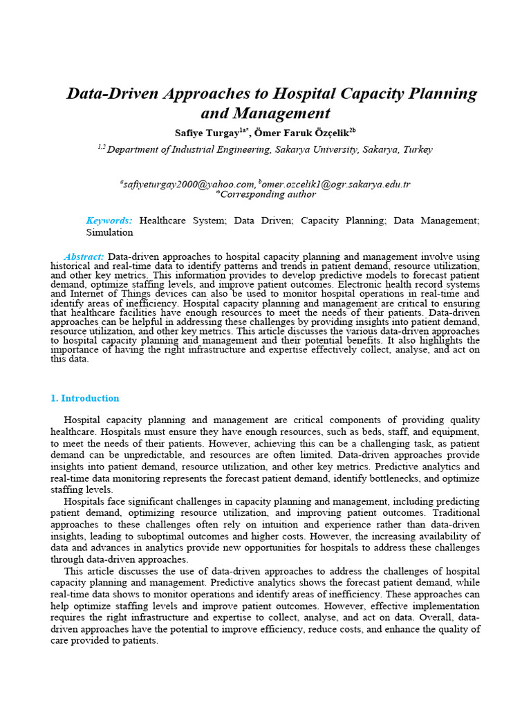 A29-Hospital Capacity Palnning Omer Faruk | PDF | Personalized Medicine | Predictive Analytics