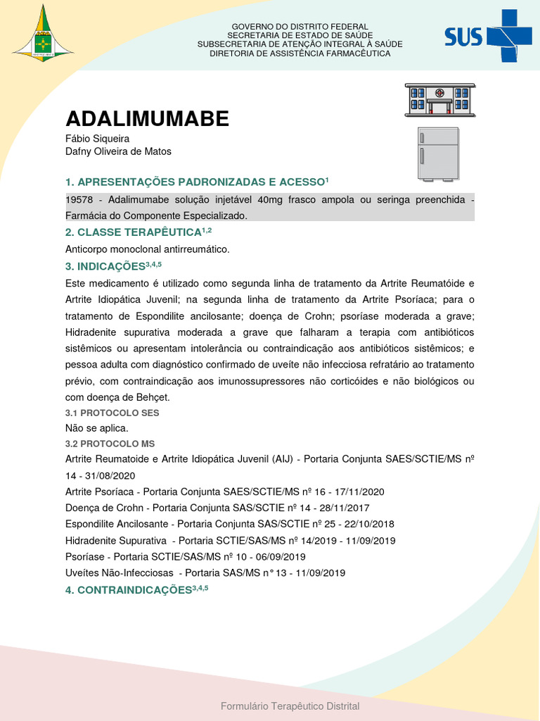 Adalimumabe: Indicações e Uso Terapêutico | PDF