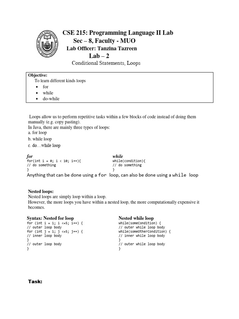 CSE 215lab - 2 | PDF