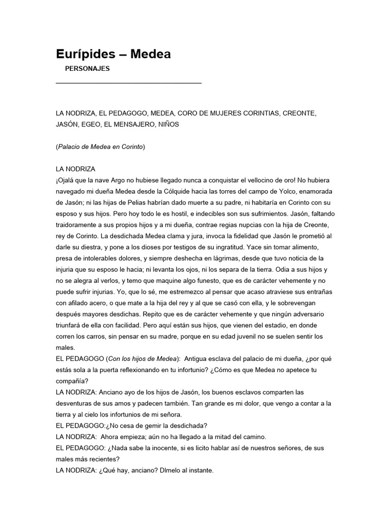 Euripides Medea Adaptado | PDF