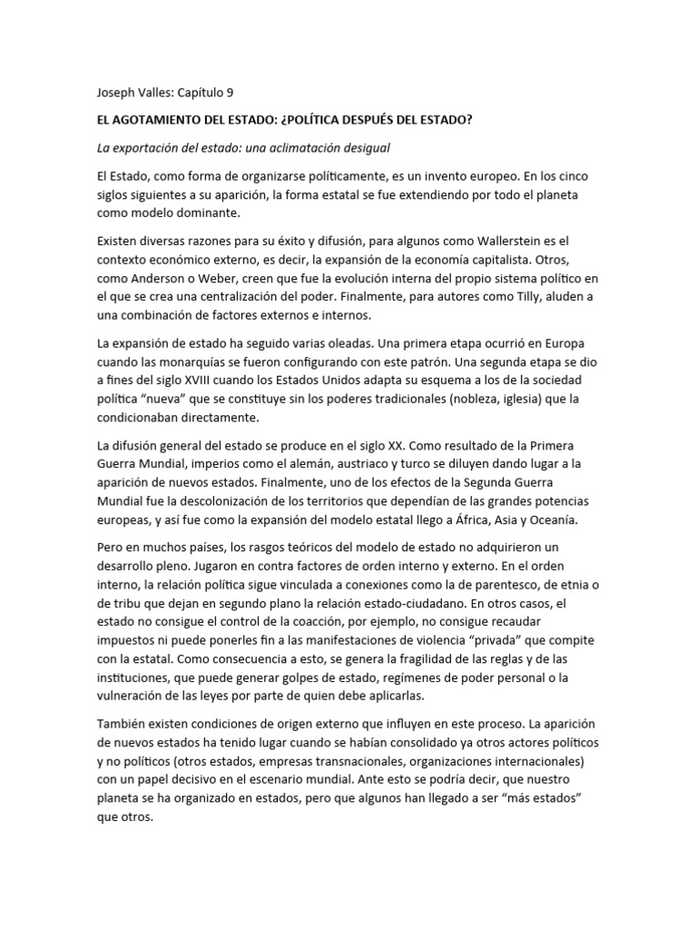 Resumen Valles Capitulo 9 | PDF