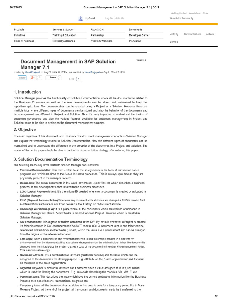 SAP Solution Manager Document Management | PDF | Documentation | Business Process