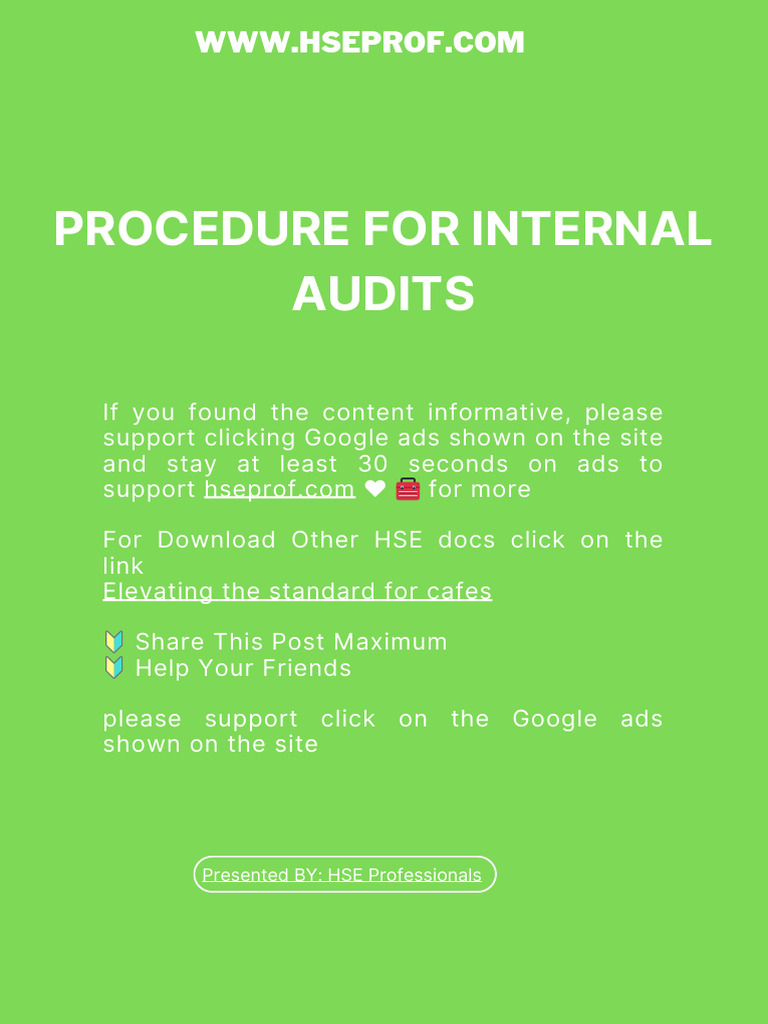 Internal Audit Procedure for HSE | PDF