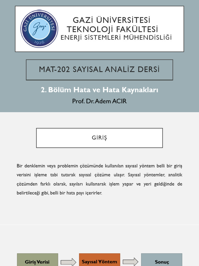 MAT-202 (2.bölüm) Hata Ve Hata Kaynakları | PDF