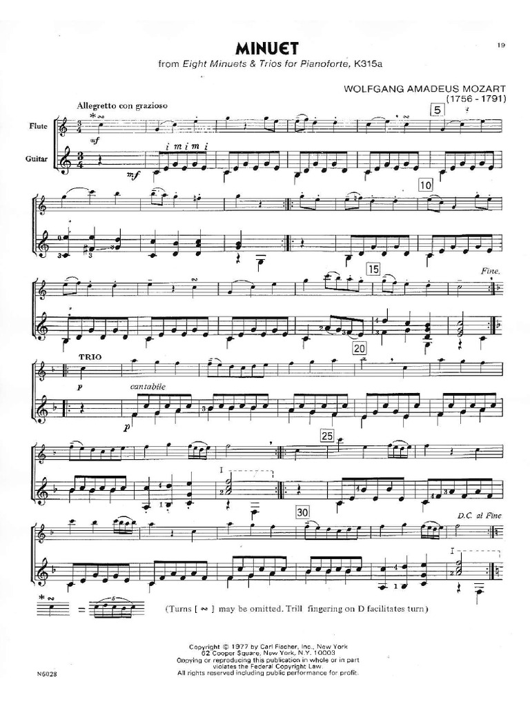 Minuet (Mozart) (Guitar & Flute) | PDF